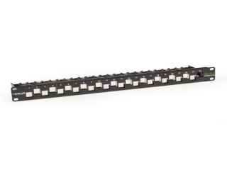 Stecmax 19” 1U CAT.6A STP PATCH PANEL, 24 PORTS, DUAL IDC, BLACK